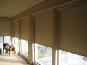 Motorized Blackout Roller Shades with Side & Sill Channels